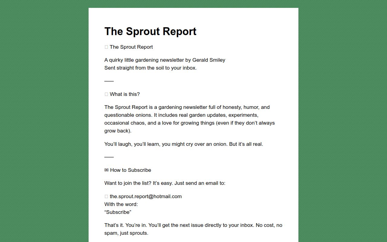 the sprout report